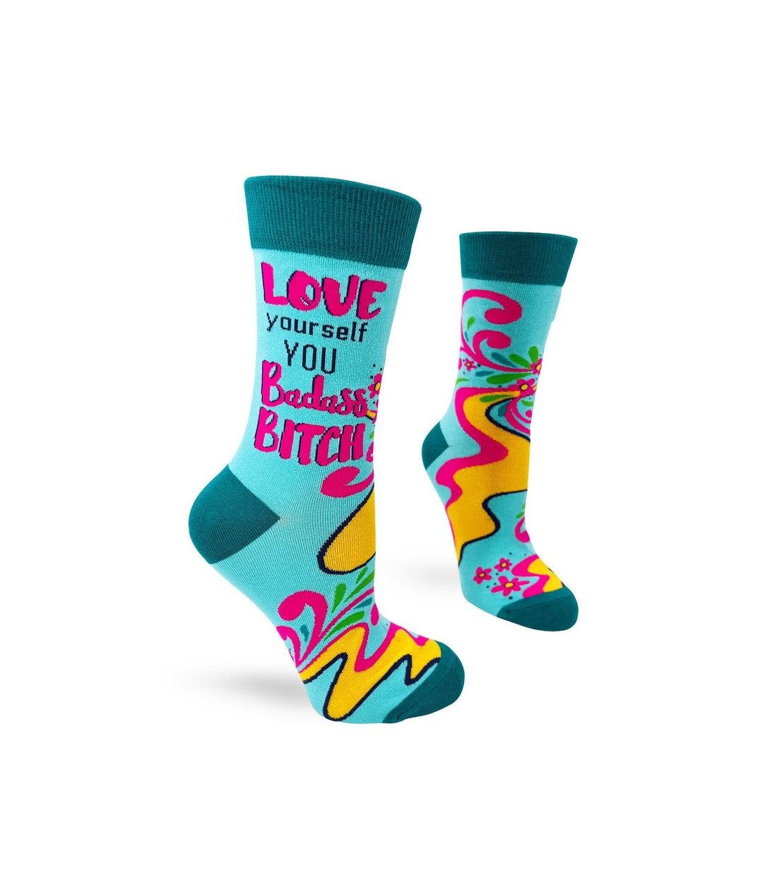 Love Yourself You Badass Bitch Women's Crew Socks | Sassy Socks With ...