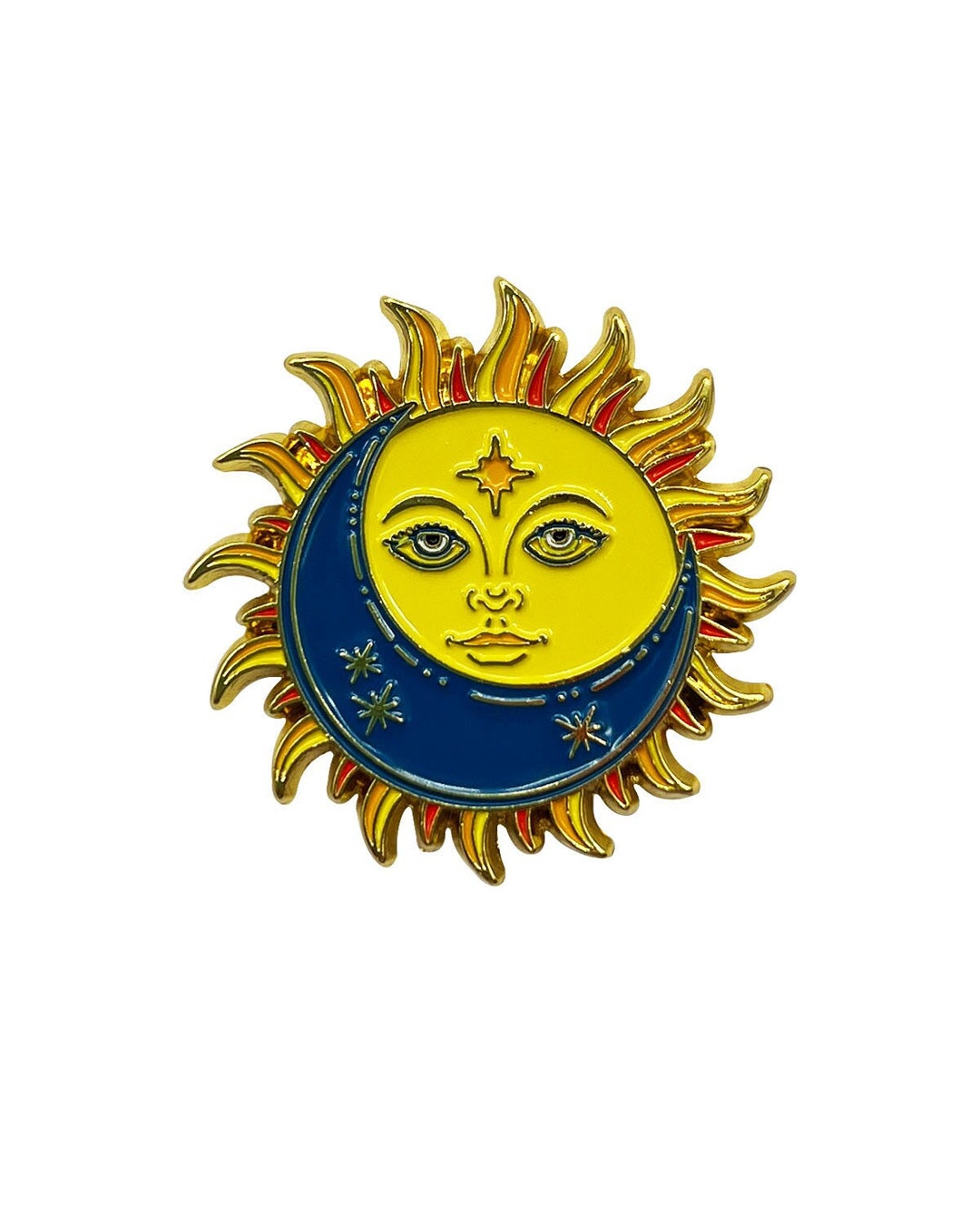 Celestial Sun-moon Enamel Pin With Metal Frame | Celestial Stats Enamel ...