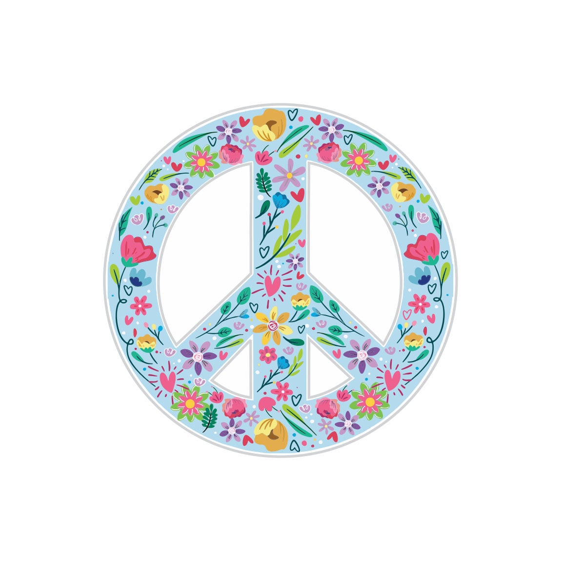 Pretty Floral Peace Sign Sticker Waterproof Sticker for - Etsy