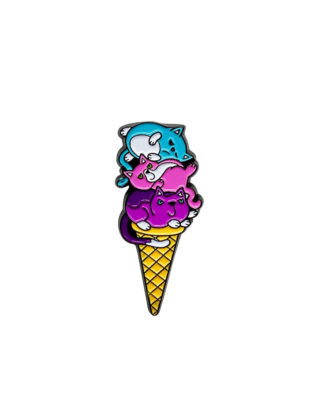 Ice Cream Cats Soft Enamel Pin Funny Enamel Pin With Cats Cute Lapel ...