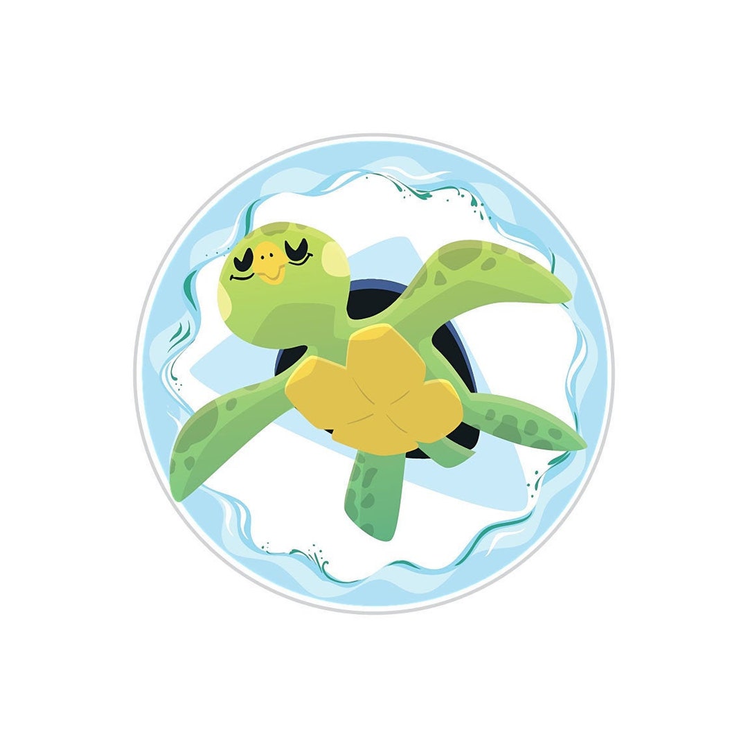 Cute Sea Turtle Swimming in Bubble Sticker, Waterproof Sticker for ...