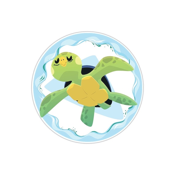 Cute Sea Turtle Swimming in Bubble Sticker Waterproof Sticker - Etsy