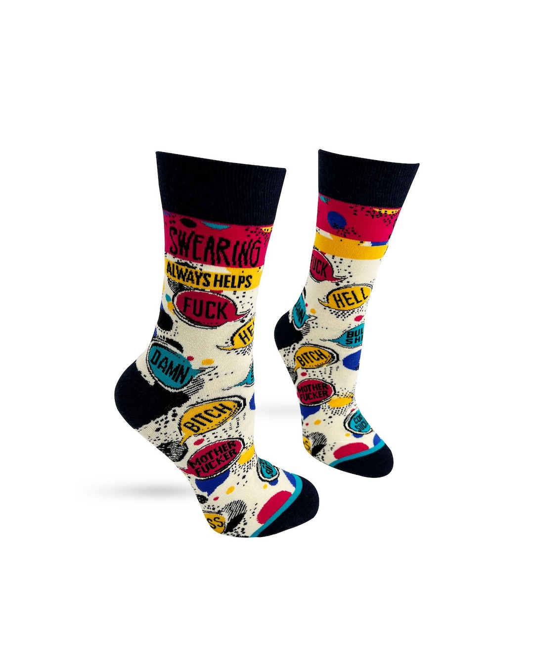 Swearing Always Helps Funny Women's Crew Novelty Socks With Dirty Words ...