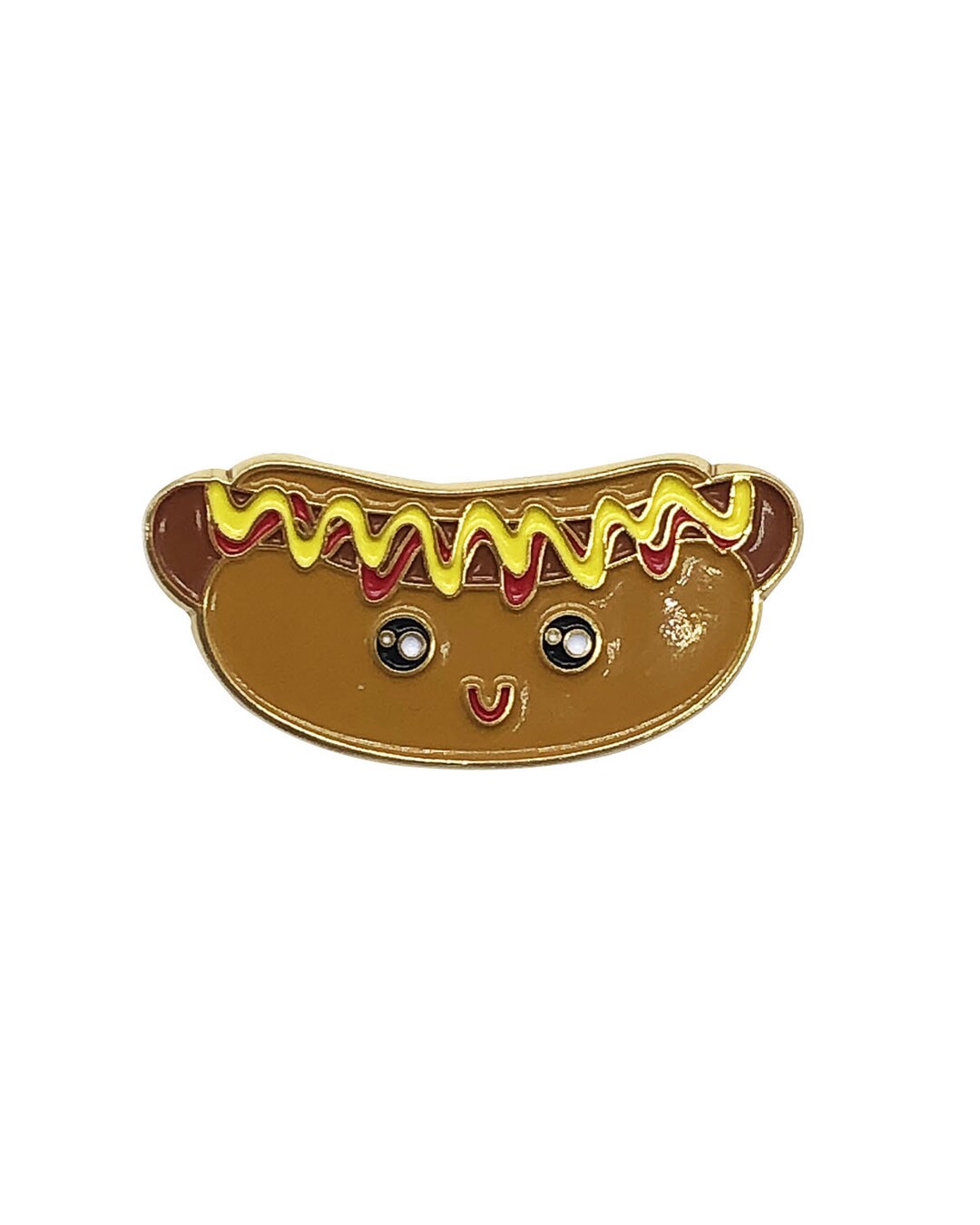 Hot Dog Enamel Pin With Metal Frame and Kawaii Face | Funny Enamel Pin ...