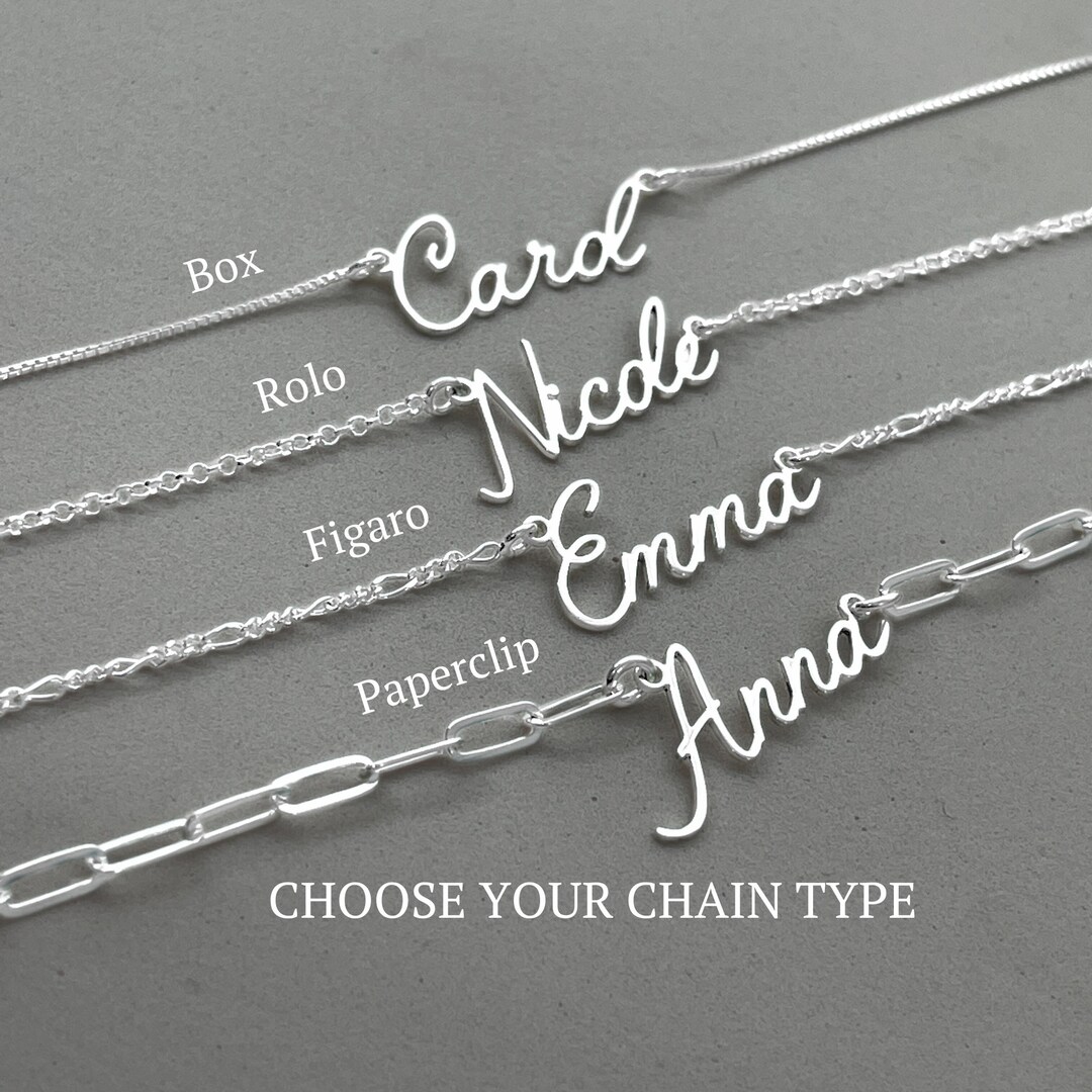 Customized Name Necklace - 925 Sterling Silver Nameplate; Box, Rolo ...
