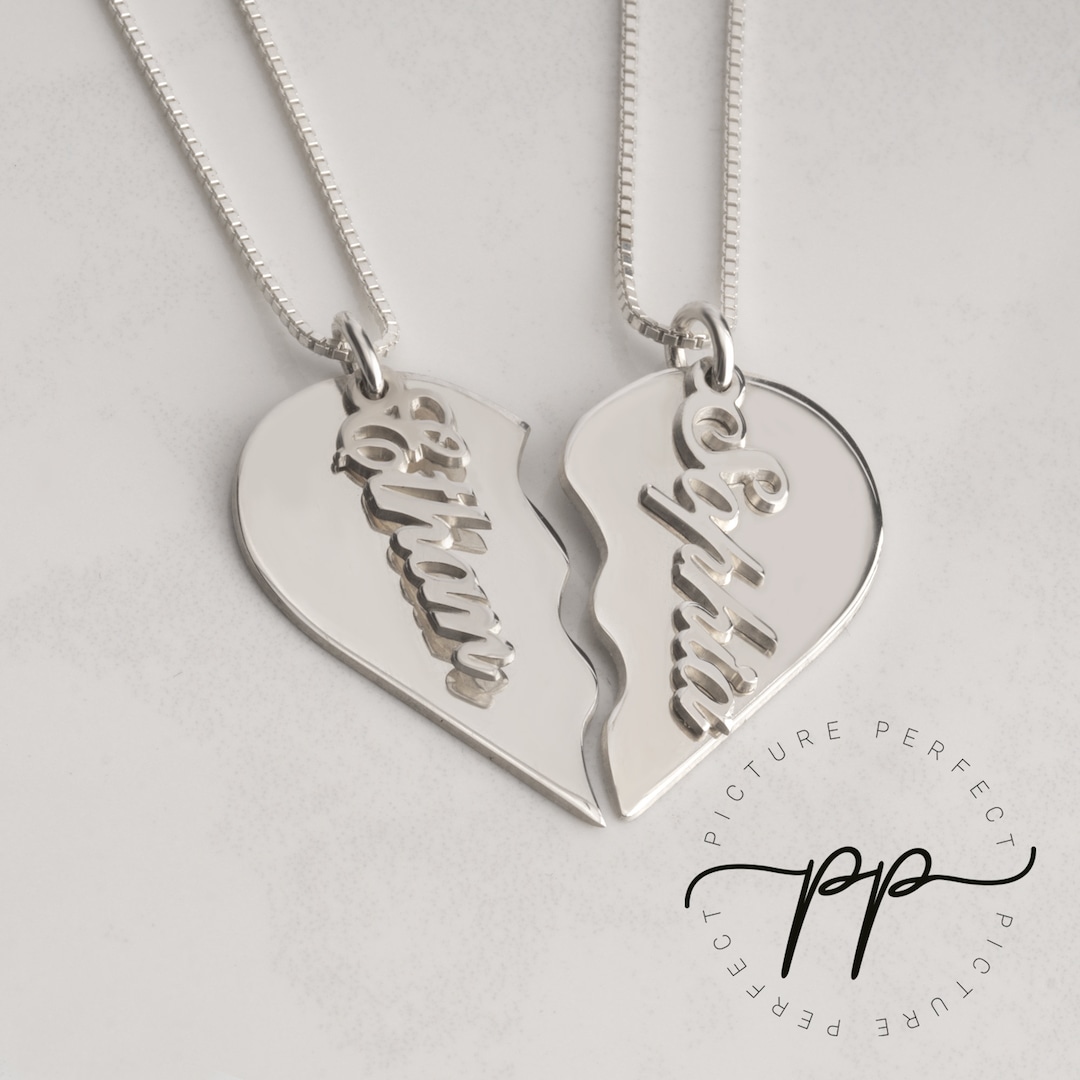 Sterling Silver Split Heart Necklace Set for 2-best Friend Necklaces ...
