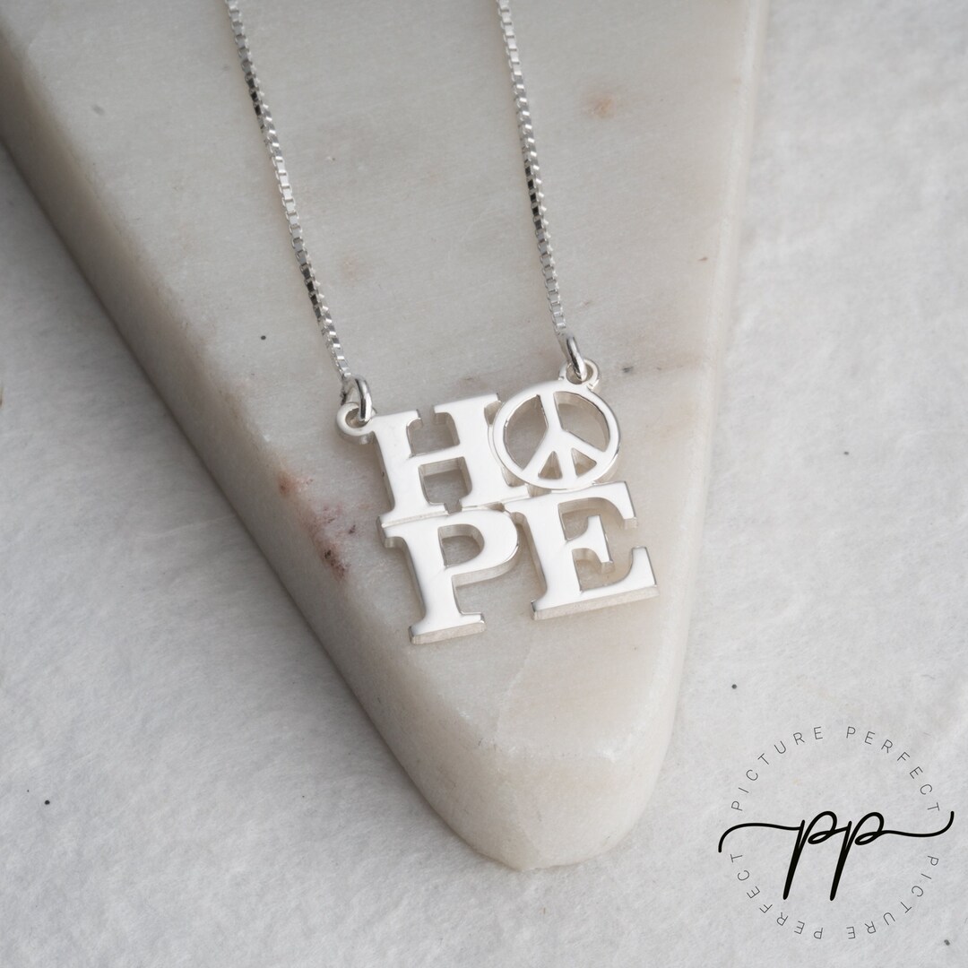 Unique Peace Sign Necklace - Hope Pendant - Sterling Silver DOUBLE ...