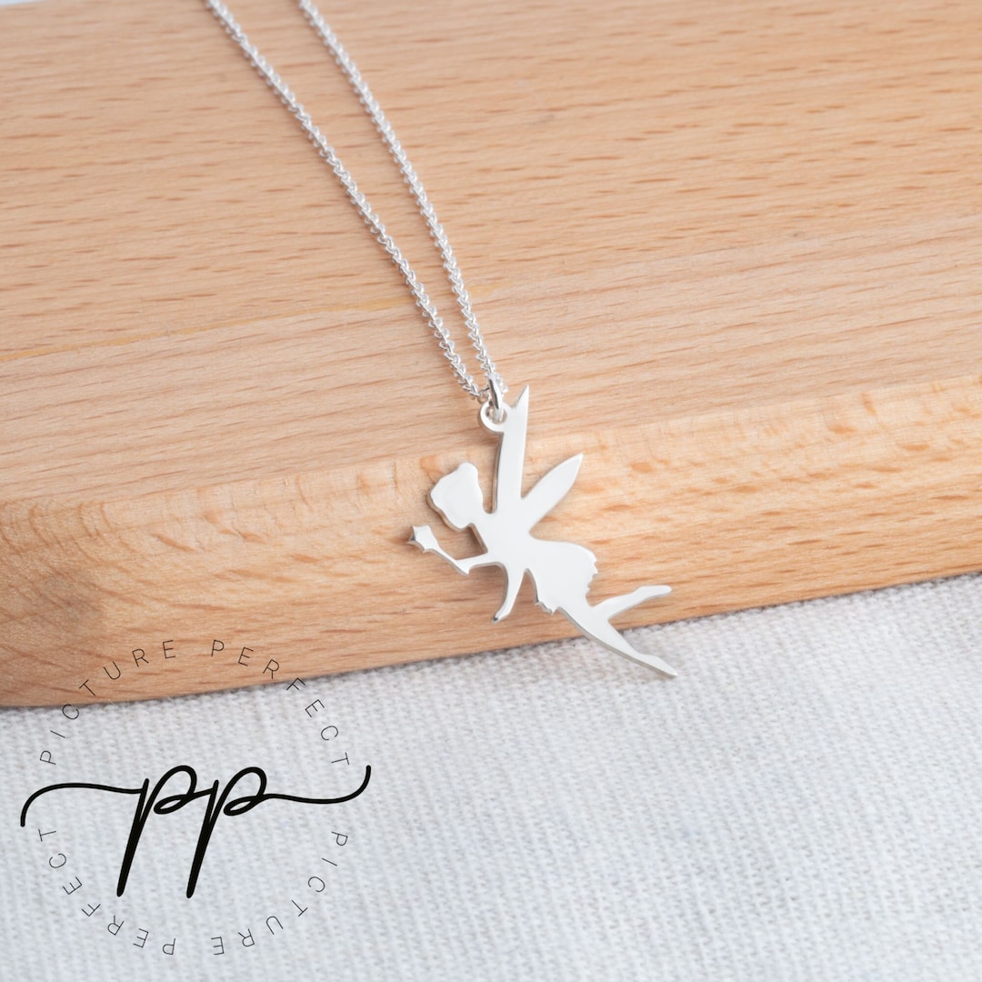 Tinkerbell Necklace - Girls Fairy Pendant Necklace - Sterling Silver ...