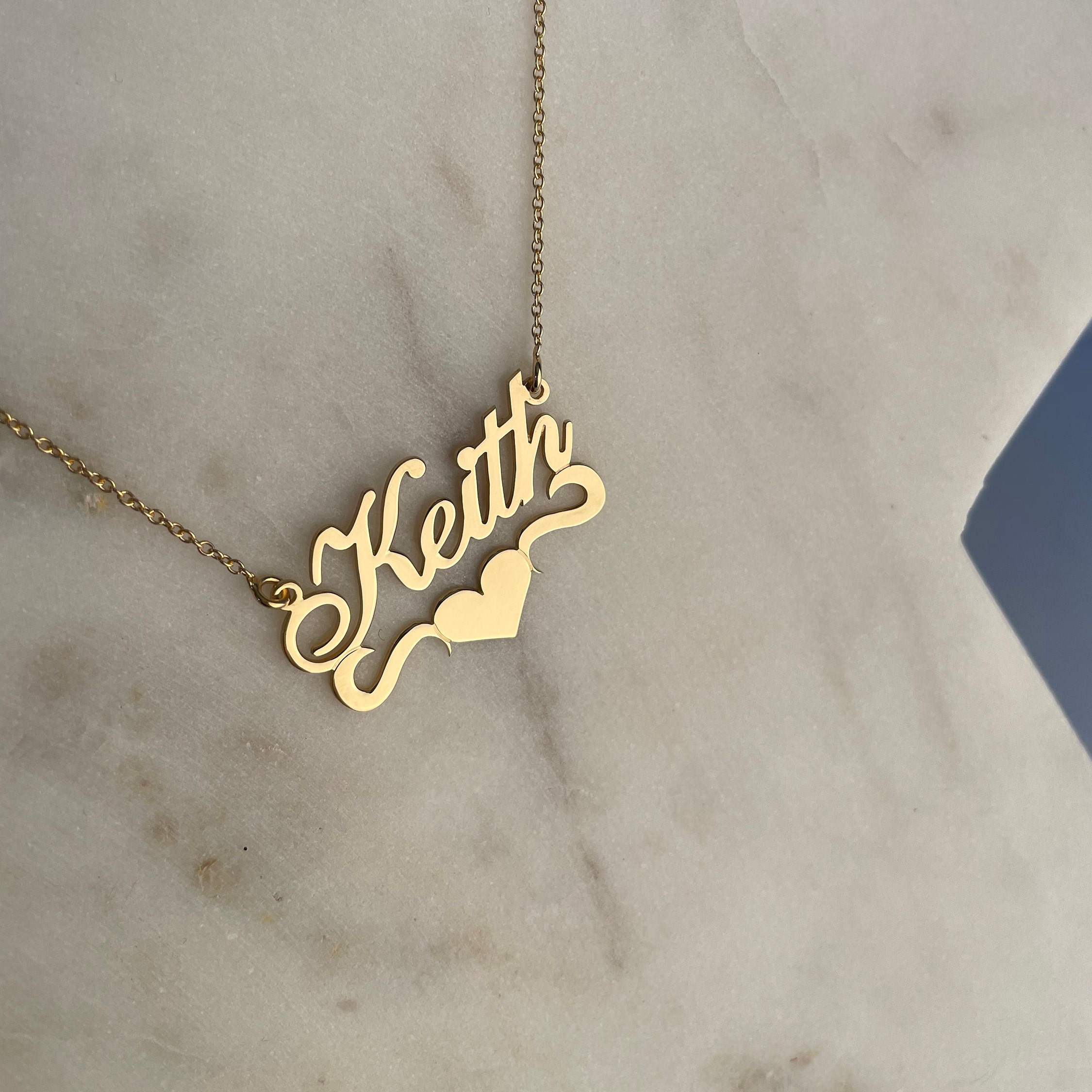 Name Necklace With Heart Underline - Sterling Silver Thicker Pendant ...