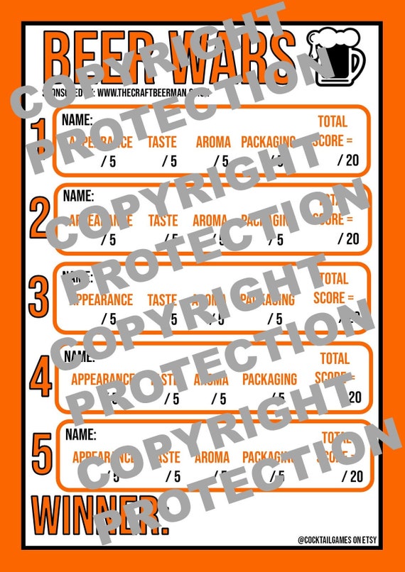 Beer Wars Scorecard Beer Tasting Contest Competition Game - Etsy