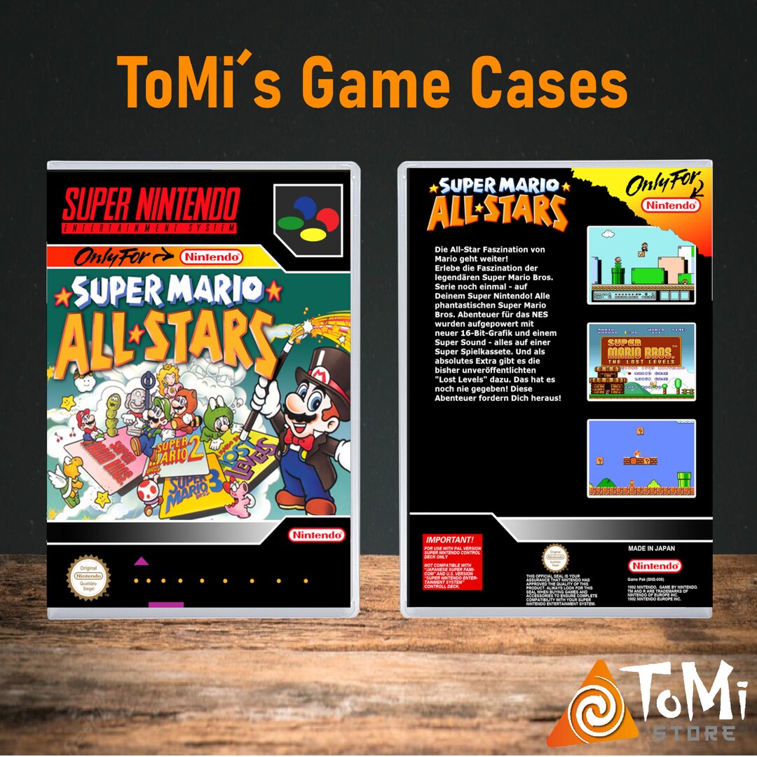Super Mario All-stars (SNES) - Super Nintendo Custom Replacement Case ...