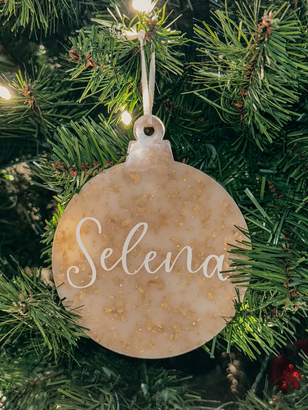 Milky Name Ornament With Foil Flakes | Personalized Ornament ...