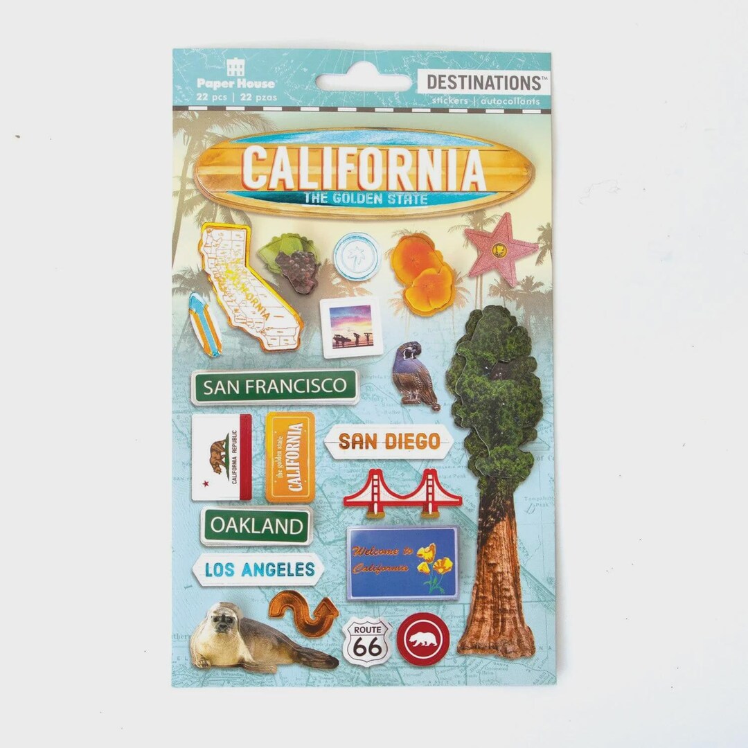 California Travel 3D Stickers – Scrapbook Stickers With California ...