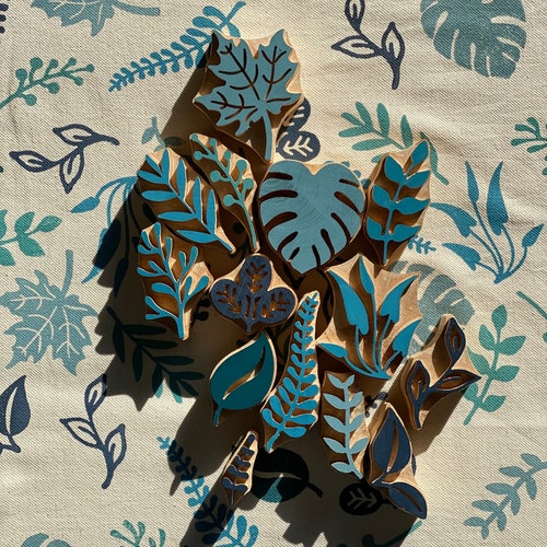 Wooden Leaf Block Print Stamp - Etsy