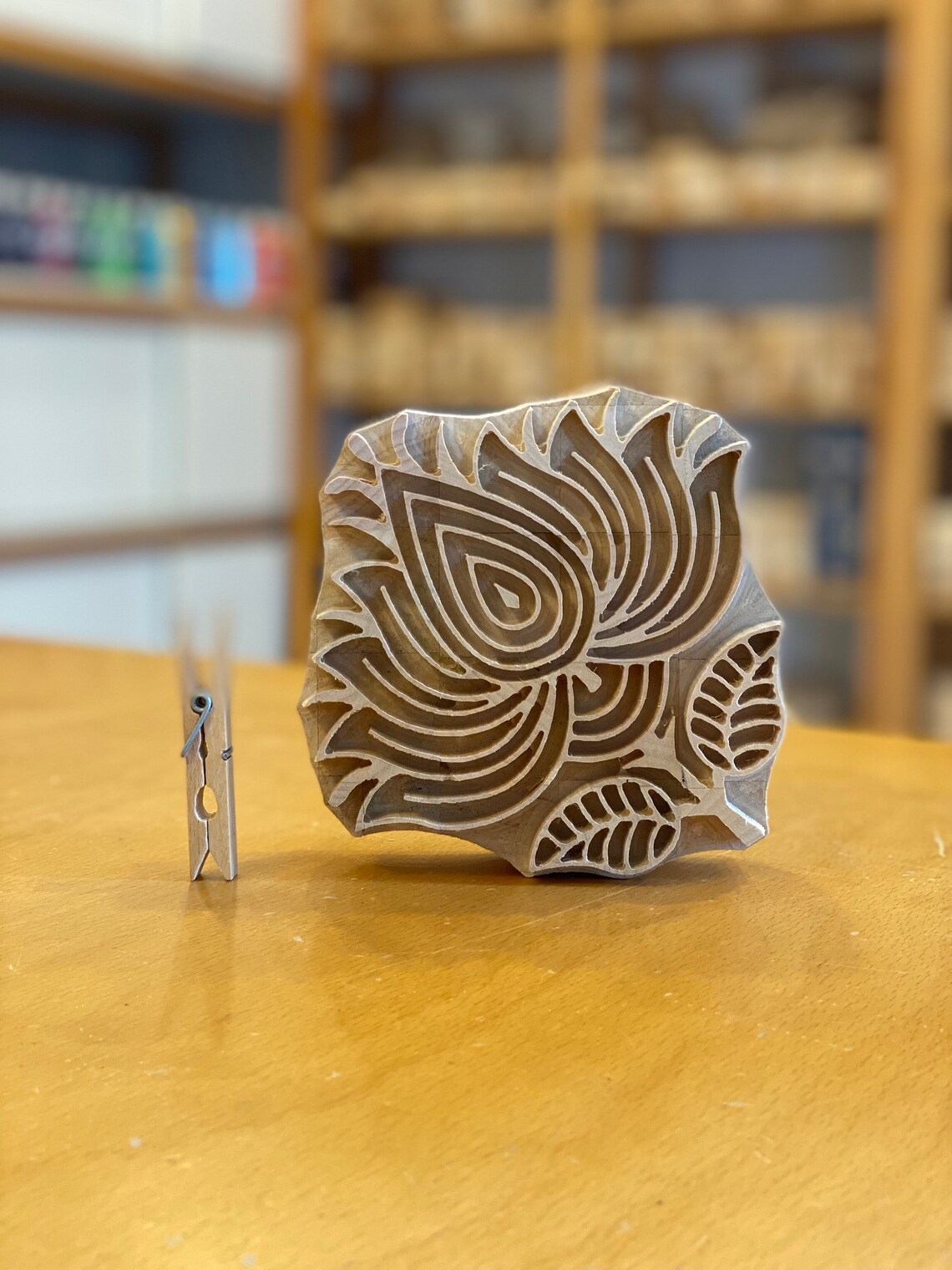 Wooden Lotus Flower Block Print Stamp 6 Pcs - Etsy