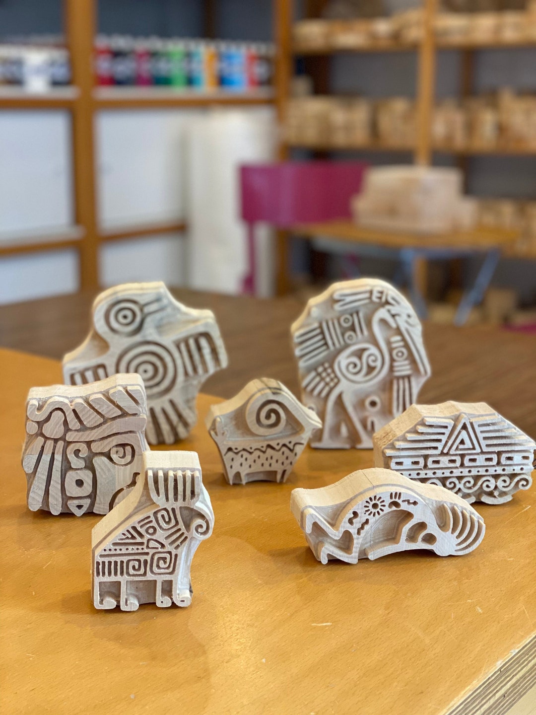 Wooden Antiquity Block Print Stamp 8 Pcs - Etsy