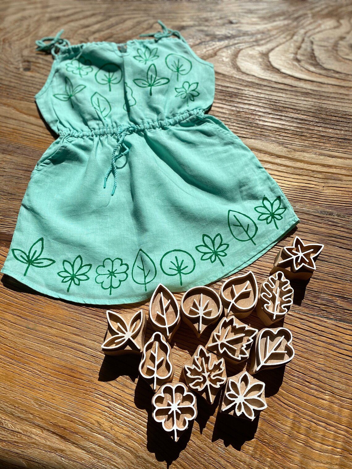 Wooden Block Print , Small Leaves Block Print Set 12pcs , Fabric Print ...