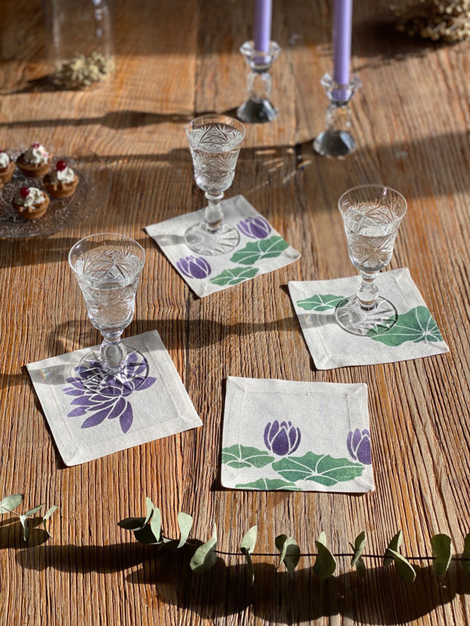 Wooden Lotus Flowers Block Print Stamp 5pcs - Etsy