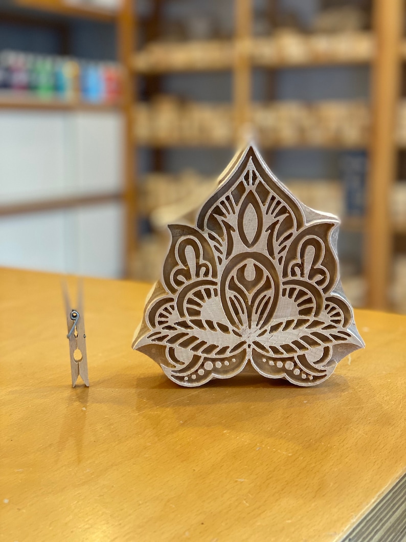 Wooden Lotus Flower Block Print Stamp 6 Pcs | Etsy