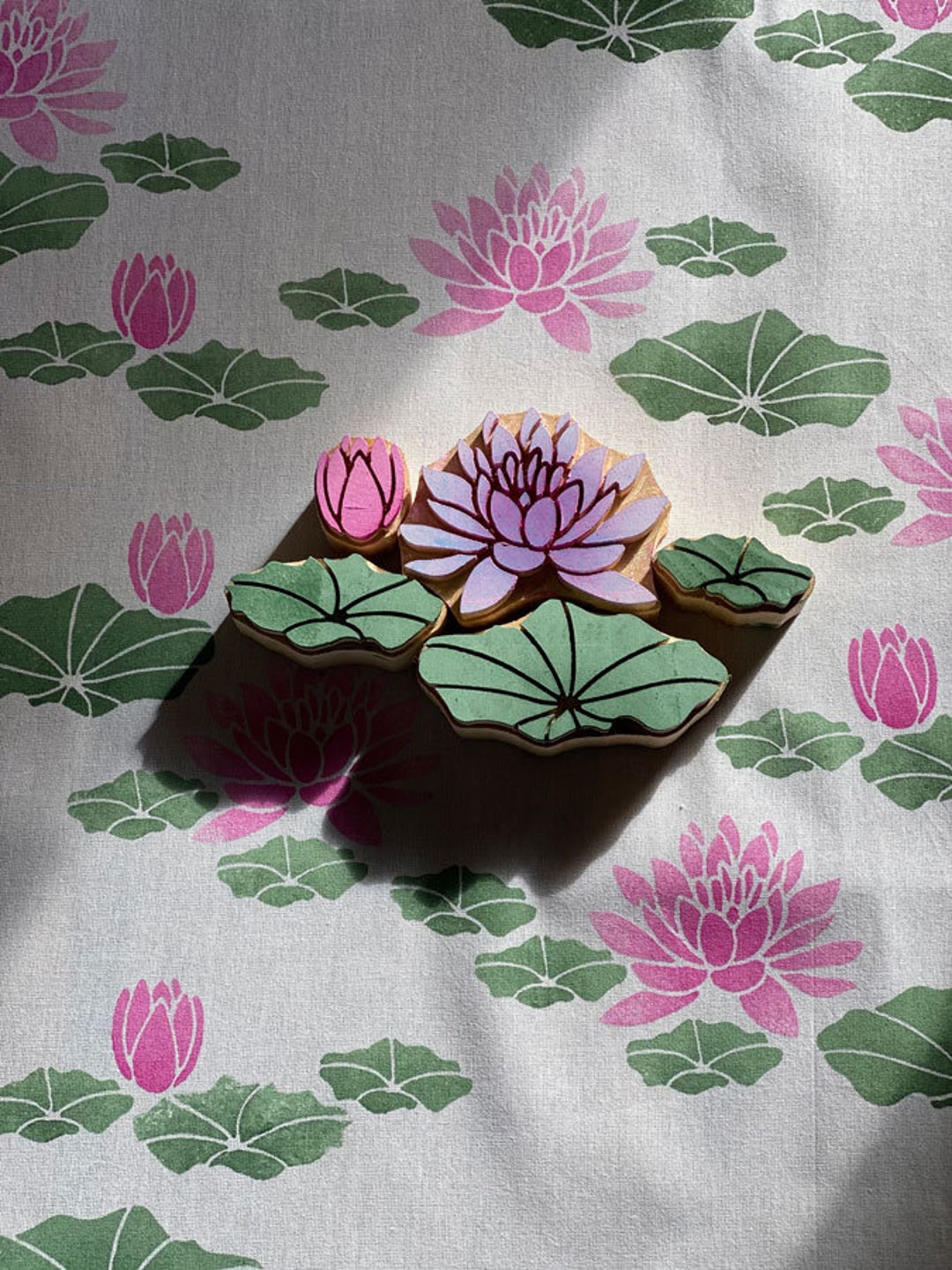 Wooden Lotus Flowers Block Print Stamp 5pcs - Etsy