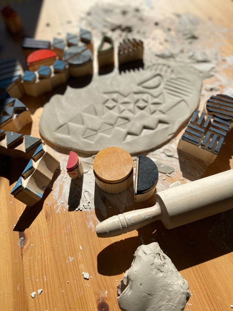 Wooden Geometrik Block Print Stamp 28 Pcs | Etsy