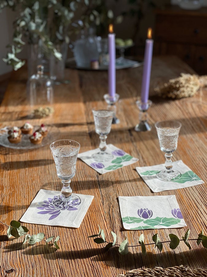 Wooden Lotus Flowers Block Print Stamp 5pcs - Etsy