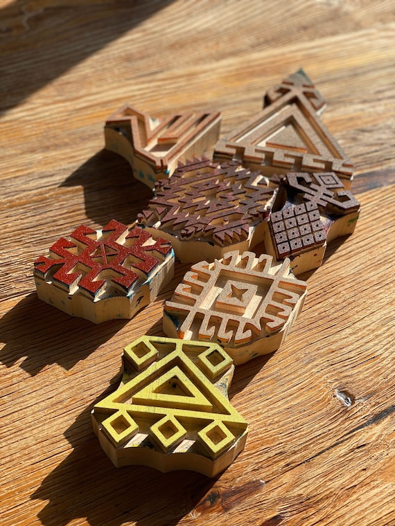 Wooden Carpet Block Print Stamp 8 Pcs | Etsy