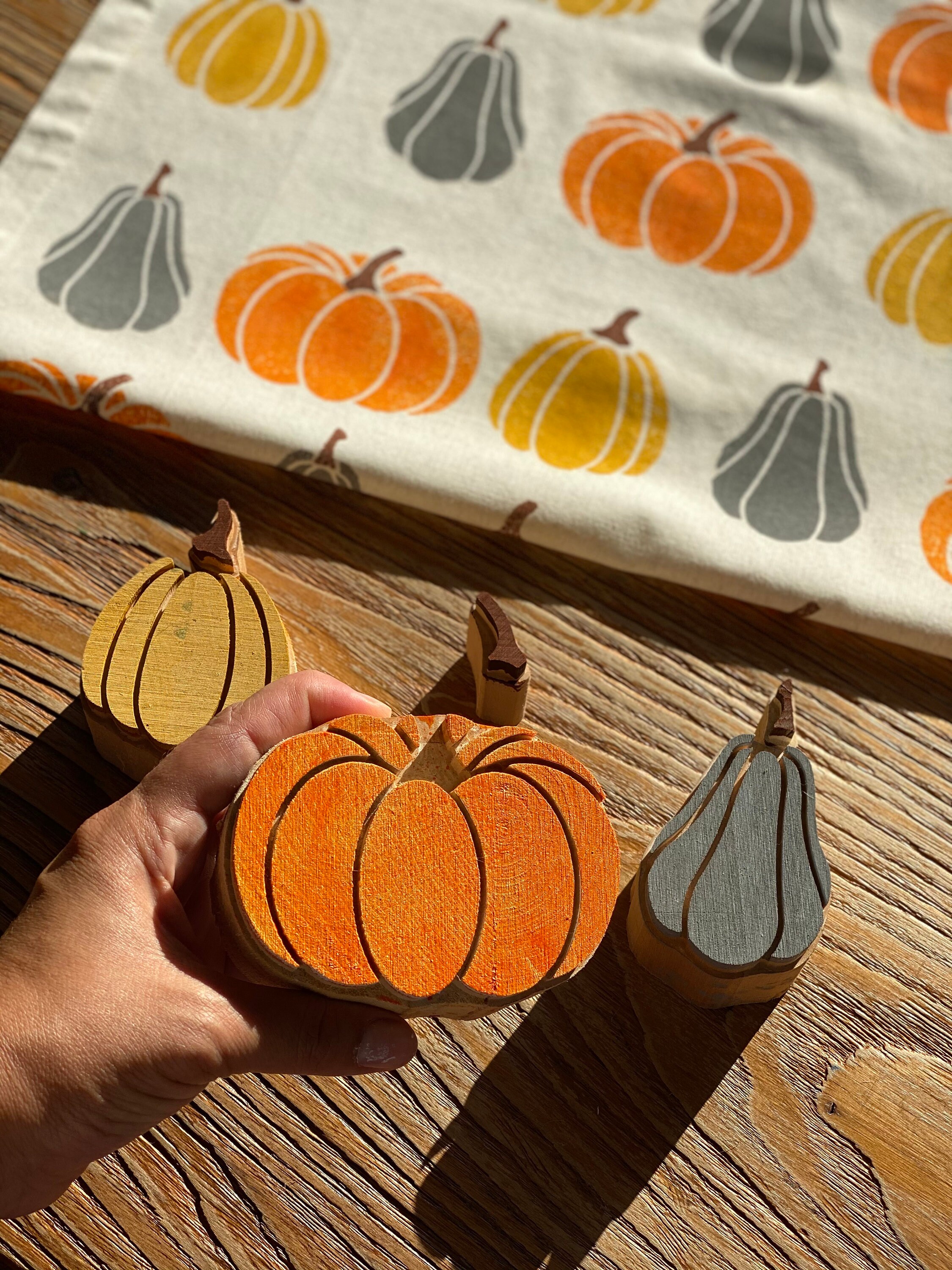 Wooden Pumpkin Block Print Set: Fabric Stamp, Made in Turkey - Etsy