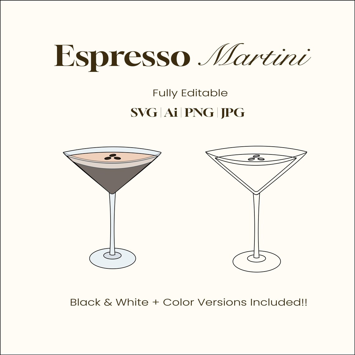 Espresso Martini Downloadable SVG Graphic - Etsy