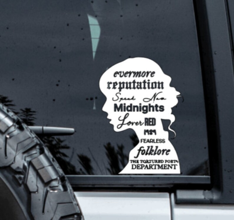 Taylor Swift Album Title Car Decal, Taylor Swift Side Profile, TTPD ...