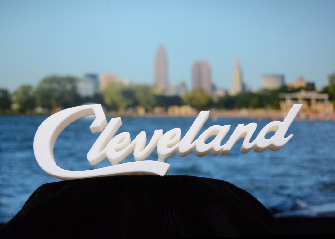 XL Script Cleveland Sign - CLE, Ohio Office Desk Ornament Gift - Etsy
