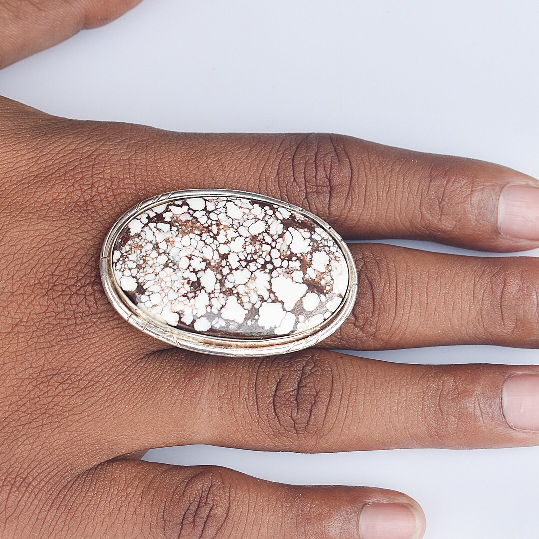 Large American Wild Horse Magnesite Ring, Wild Horse Turquoise Ring ...