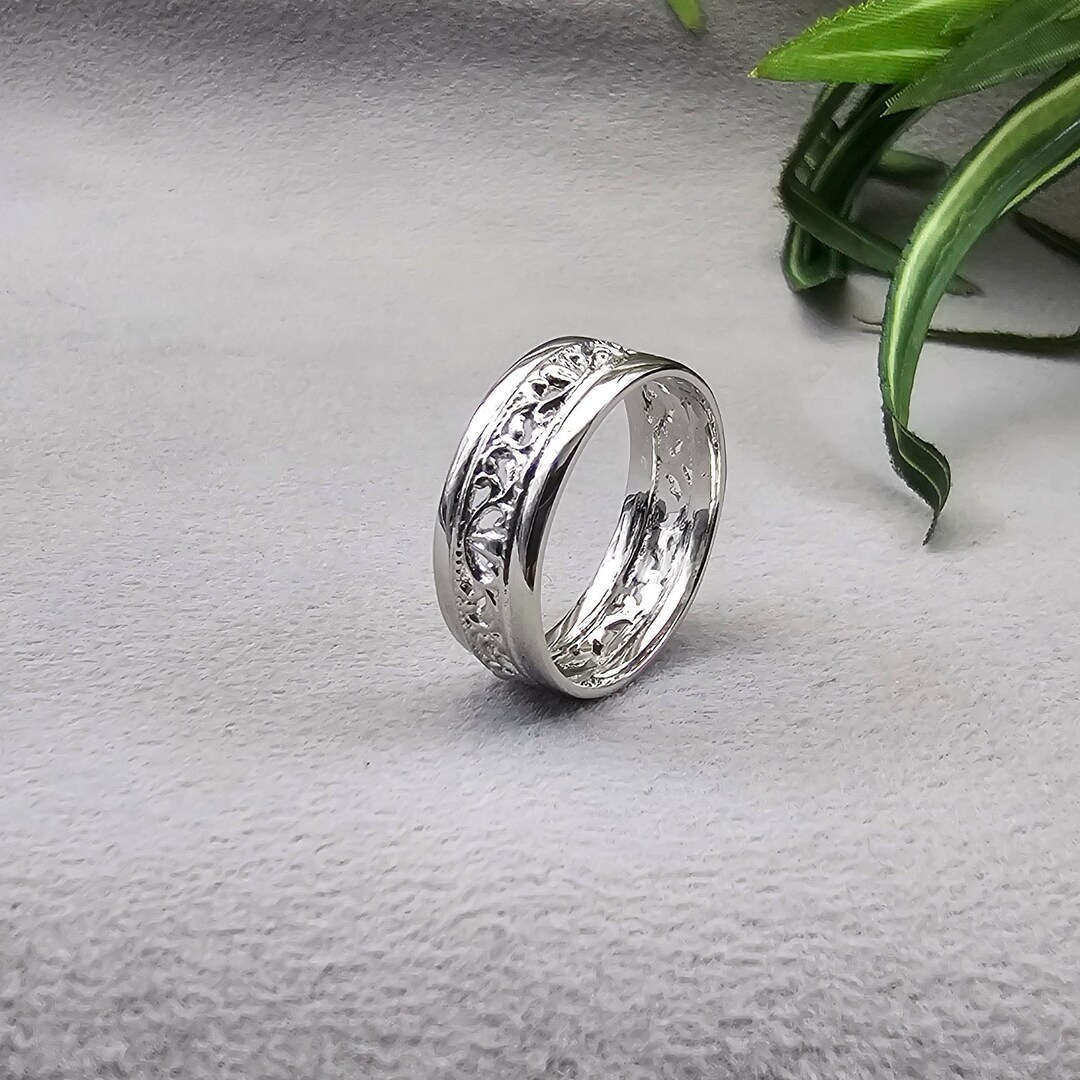 Sterling Silver Band Ring, Filigree Floral Band Ring, Filigree Wedding ...