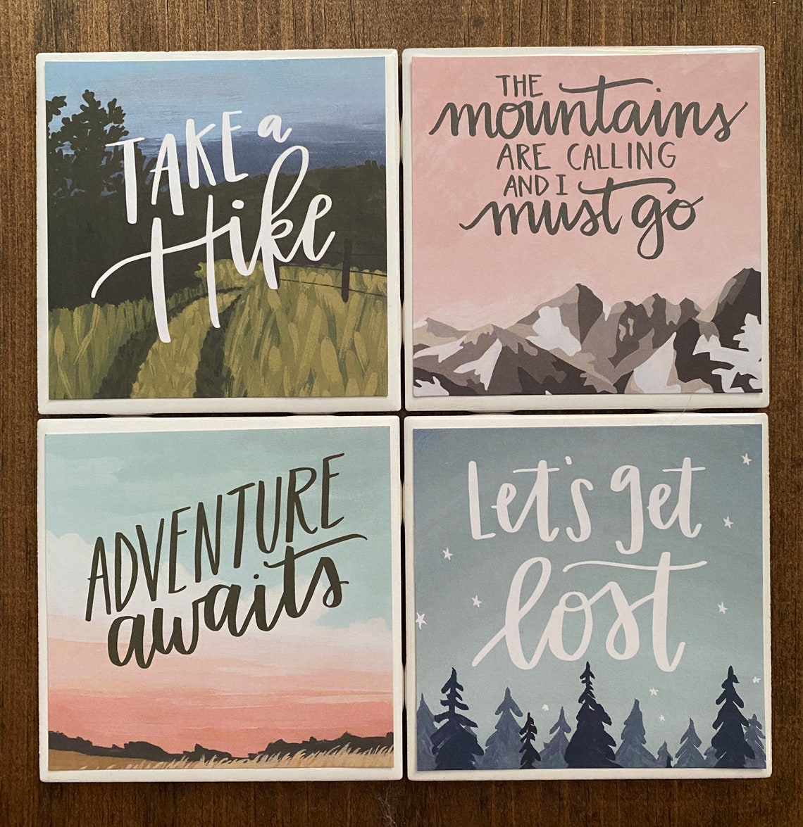 Adventure and Nature Coasters - Set of 4 Ceramic Tile Decoupage ...