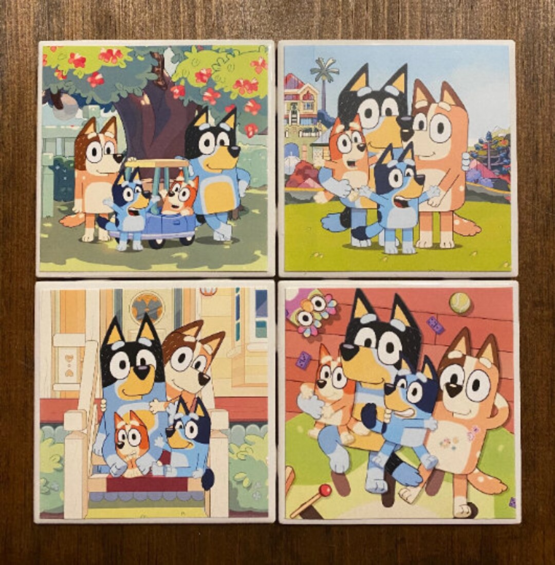 Blue Healer Cartoon Dog Coasters - Set of 4 Ceramic Tile Decoupage ...