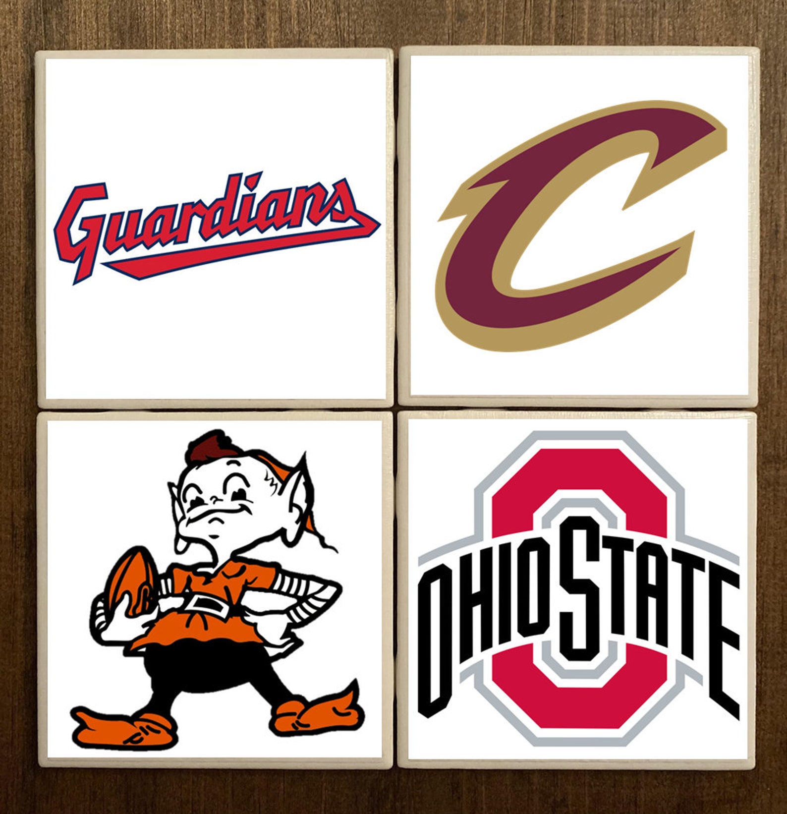 Ohio/cleveland Sports Coasters - Set of 4 Ceramic Tile Decoupage ...