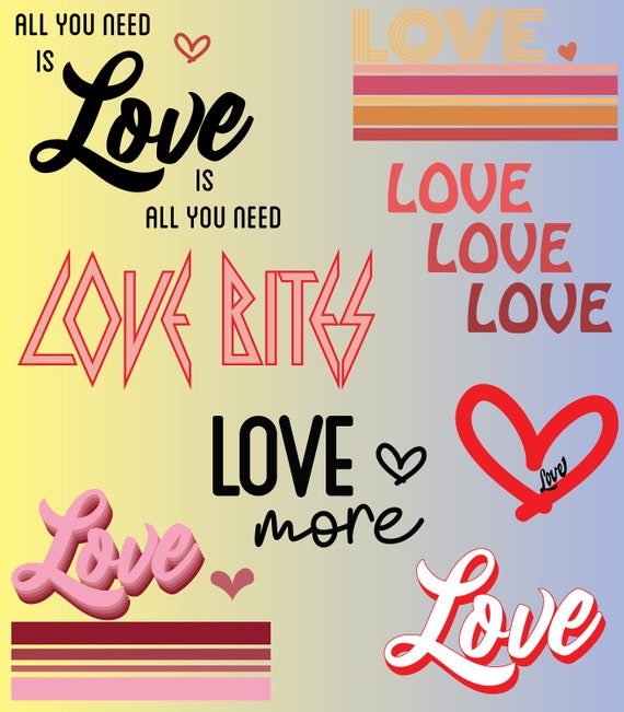 Cute Love Digital Design Bundlepng Svg Eps Dxf Pdf | Etsy