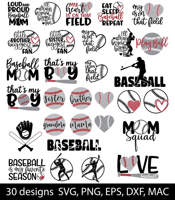 Baseball Digital Design Bundle 30 Svg Png Eps Dxf Mac | Etsy