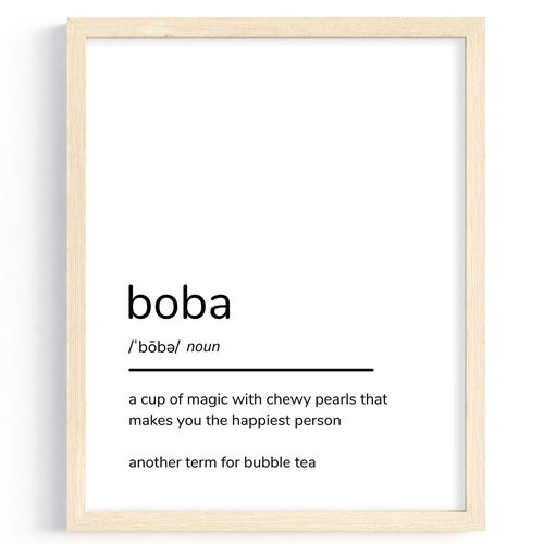 Boba Definition Printable Wall Art Bubble Tea Poster PDF - Etsy