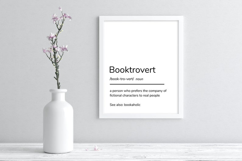 Booktrovert Definition Print, Digital Wall Art, Bookaholic, Cute ...