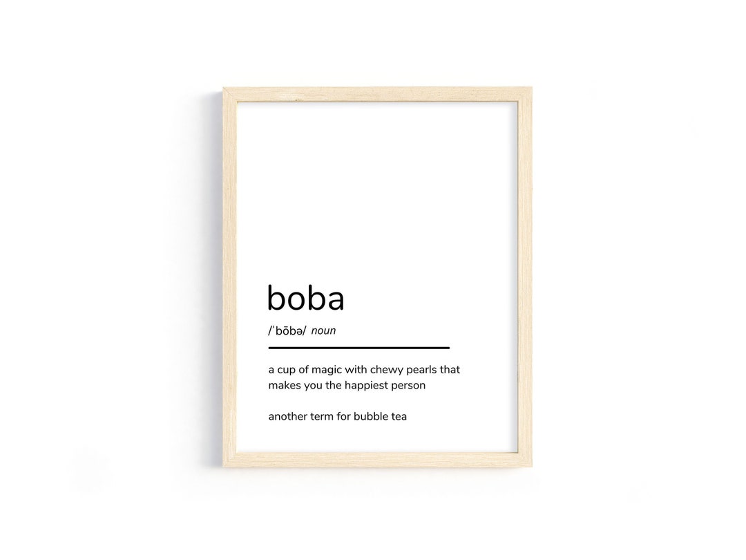 Boba Definition Printable Wall Art, Bubble Tea Poster, PDF Instant ...