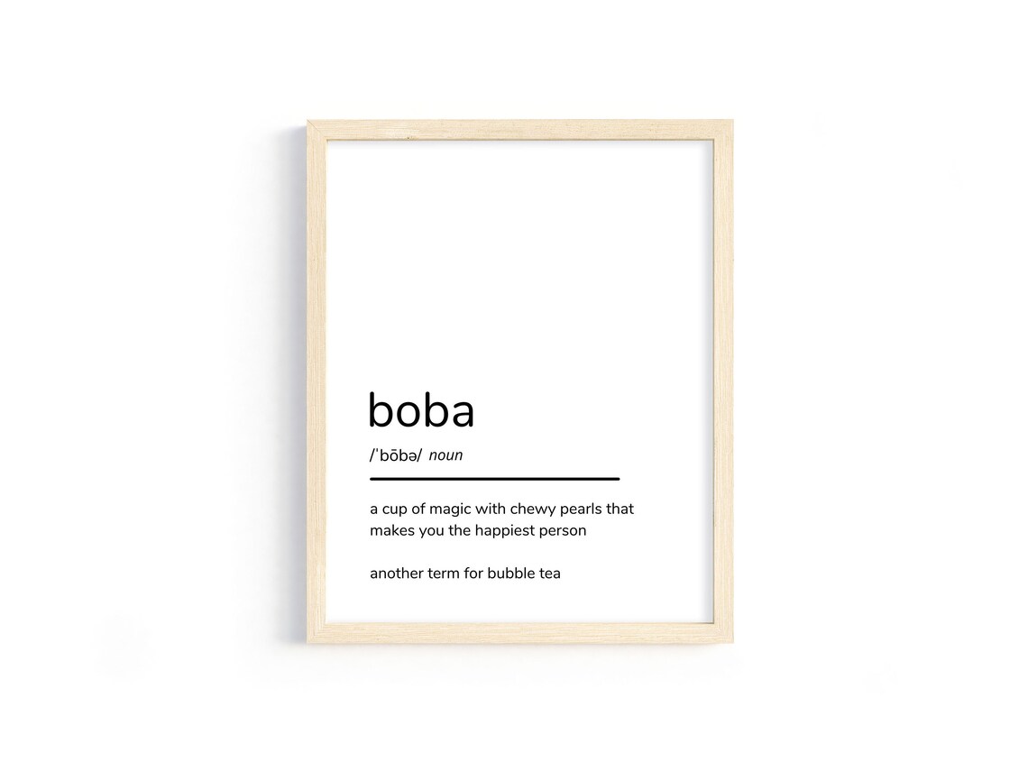 Boba Definition Printable Wall Art, Bubble Tea Poster, PDF Instant ...