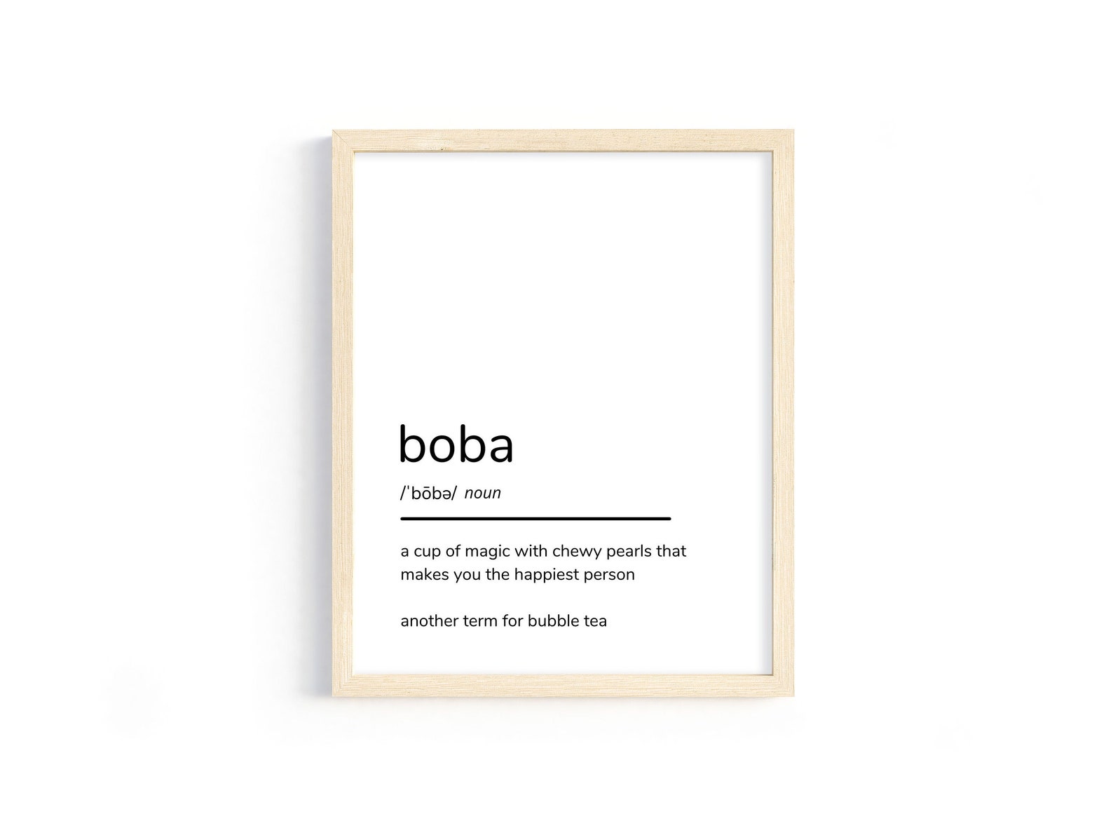 Boba Definition Printable Wall Art, Bubble Tea Poster, PDF Instant ...