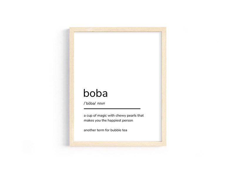 Boba Definition Printable Wall Art, Bubble Tea Poster, PDF Instant ...