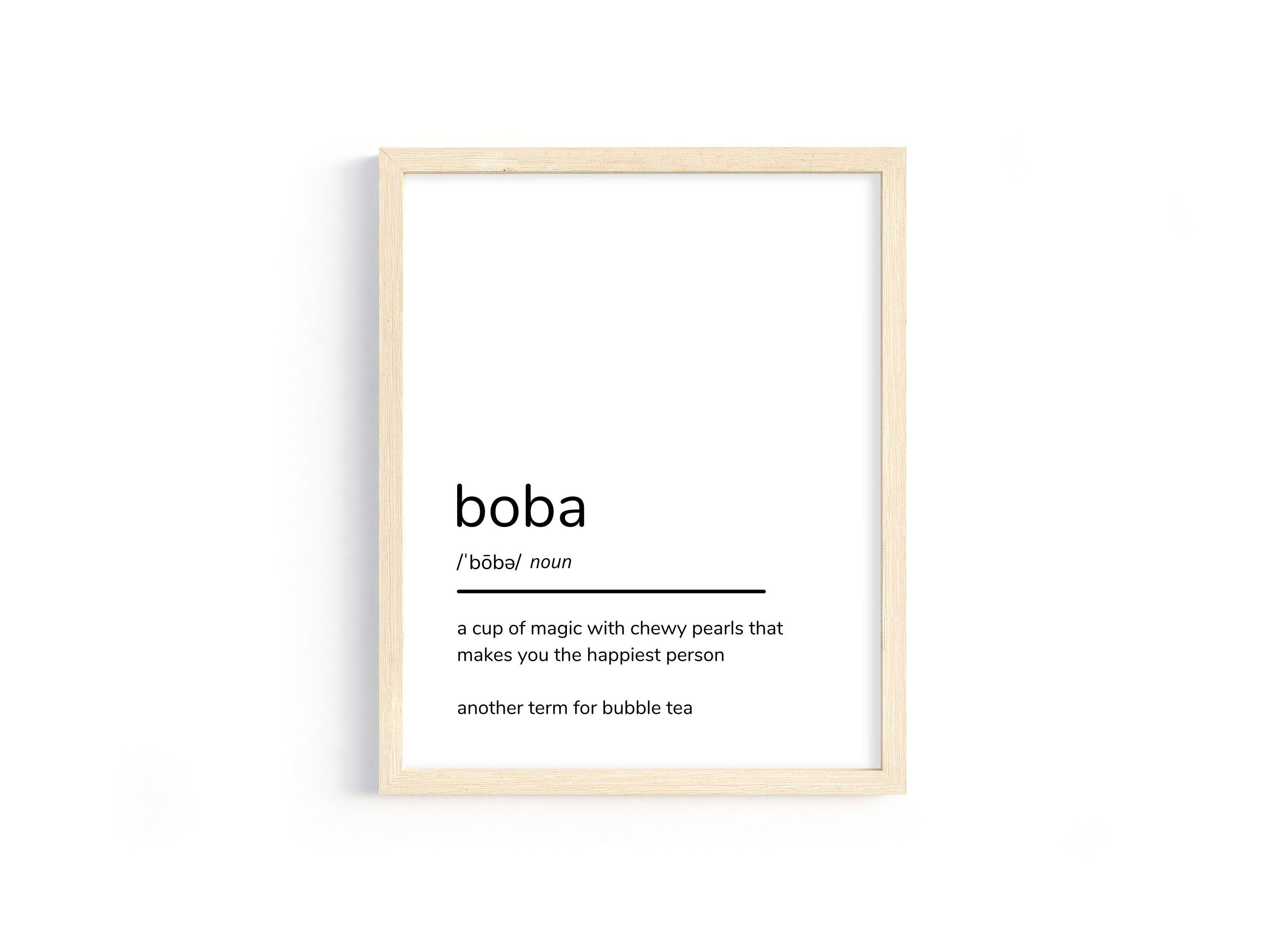 Boba Definition Printable Wall Art, Bubble Tea Poster, PDF Instant ...