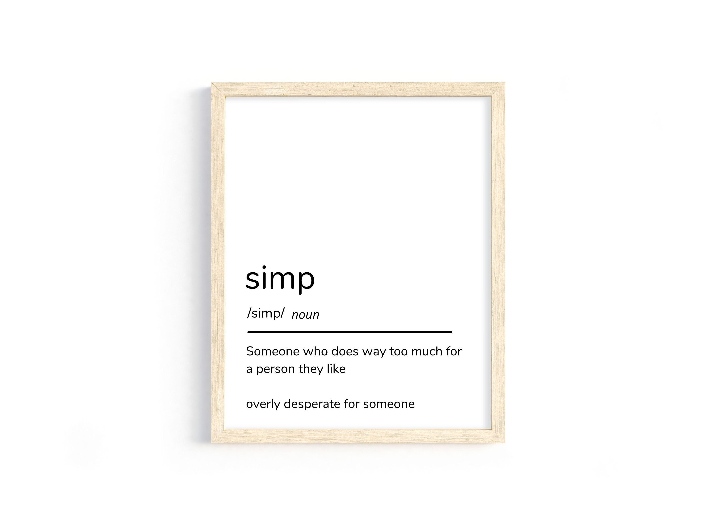 Simp Definition Print, Digital Wall Art, Simp, Simp Wall Art, Instant ...