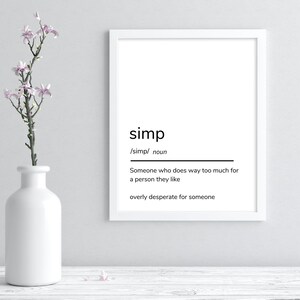 Simp Definition Print Digital Wall Art Simp Simp Wall Art | Etsy