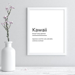 Kawaii Definition, Cute Quote, PDF, Typography Poster, Kawaii Wall Art ...