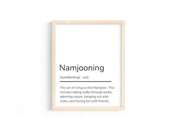 Namjooning Definition Print Printable Wall Art BTS Namjoon - Etsy Australia