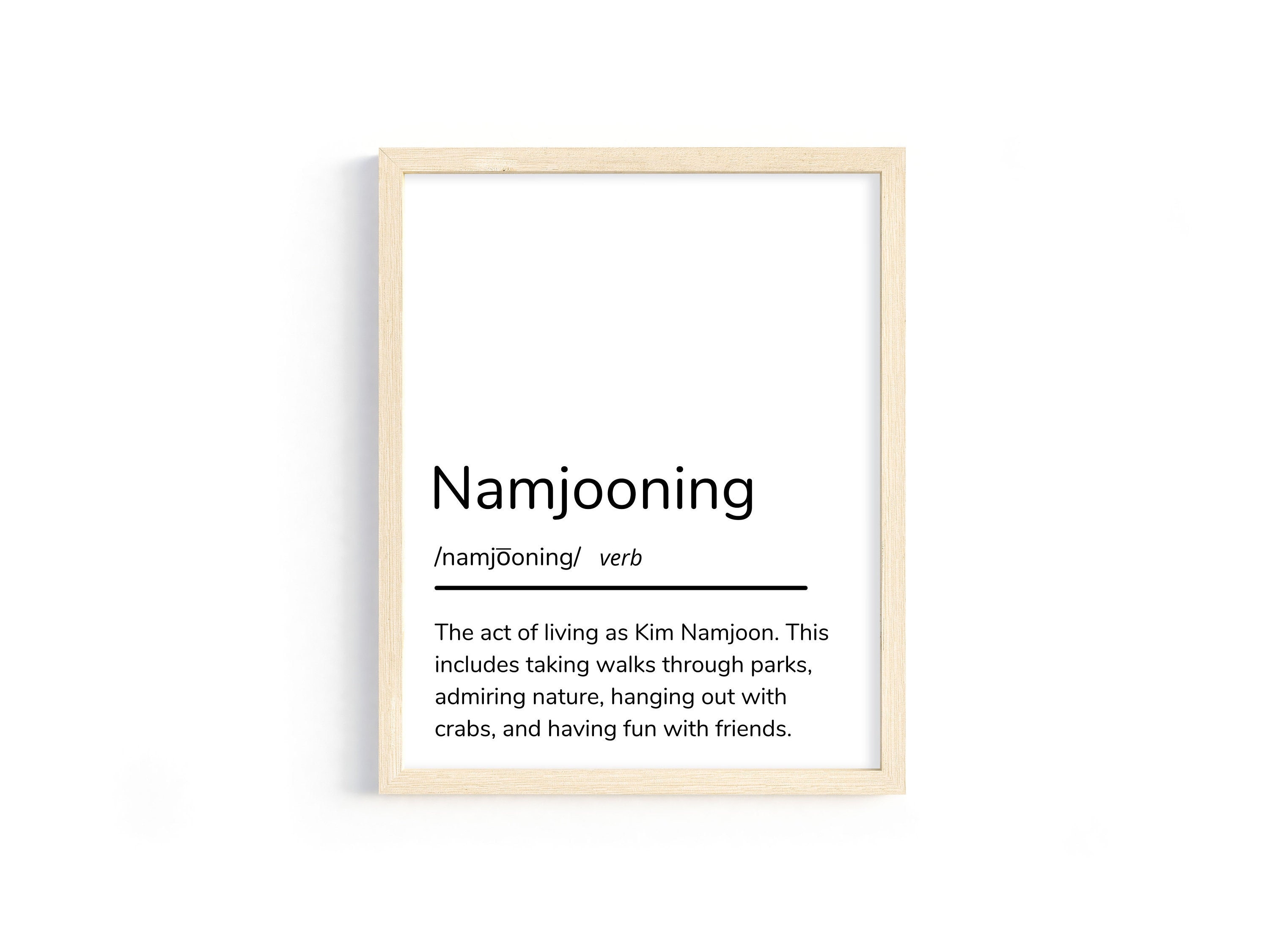 Namjooning Definition Print, Printable Wall Art, BTS Namjoon Quote ...